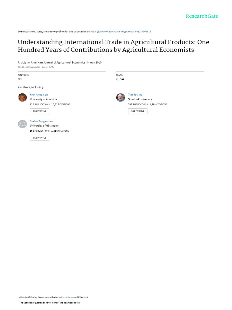 Understanding International Trade in Agricultural | PDF | Economics ...