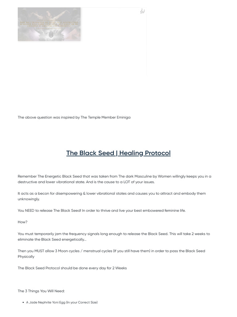 Oracle of the Goddess - The Black Seed Protocol PDF | PDF