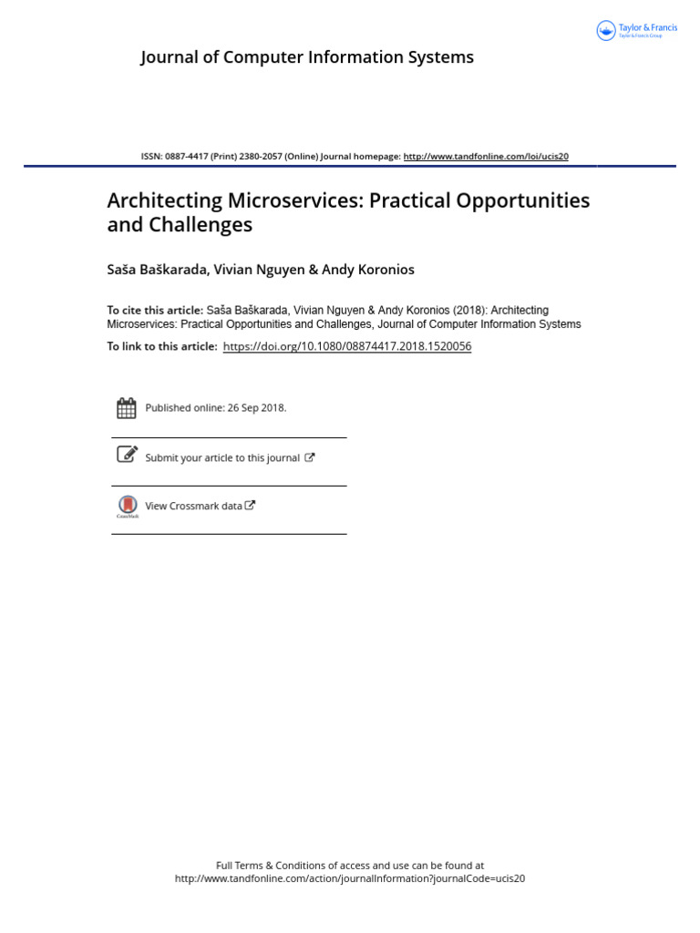 Architecting Microservices: Practical Opportunities and Challenges | PDF | Service Oriented ...