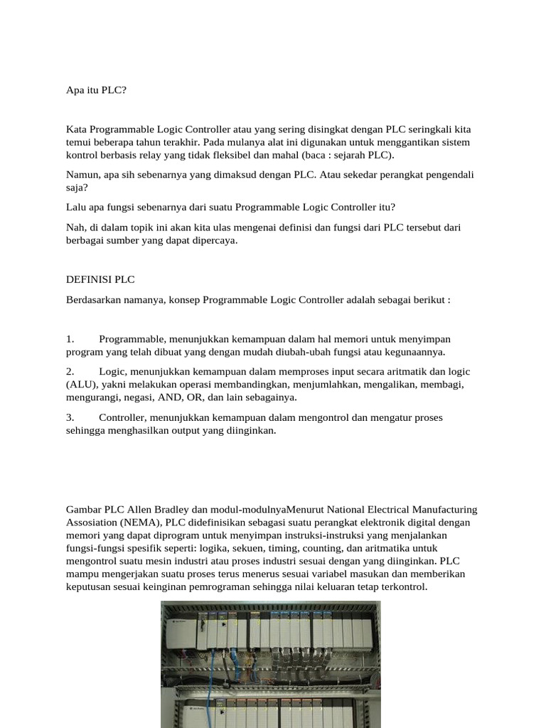Apa itu Programmable Logic Controller tugas mekatron | PDF