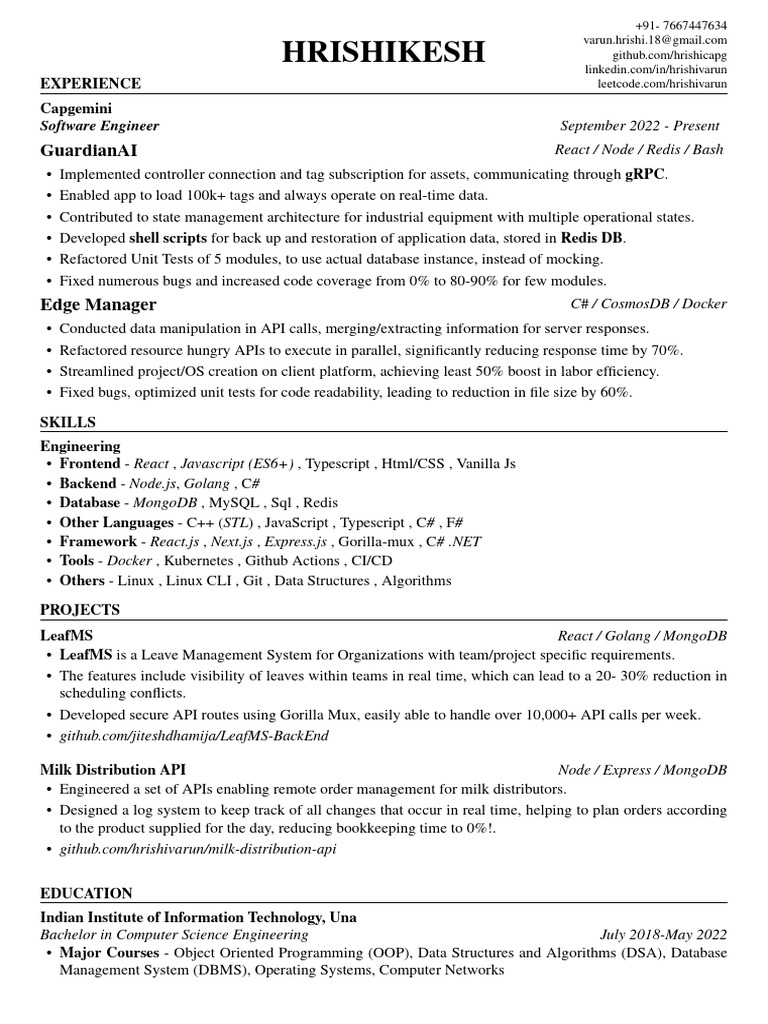 Resume-HRISHIKESH-5 | PDF | Databases | Java Script