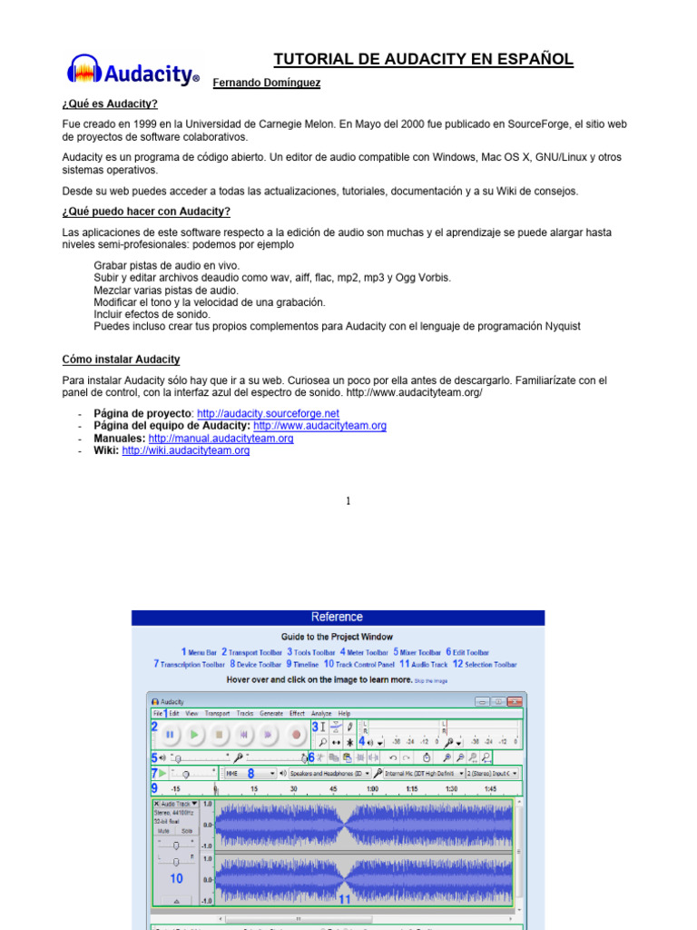 Tutorial de Audacity en Español | PDF | Mac OS | Microsoft Windows