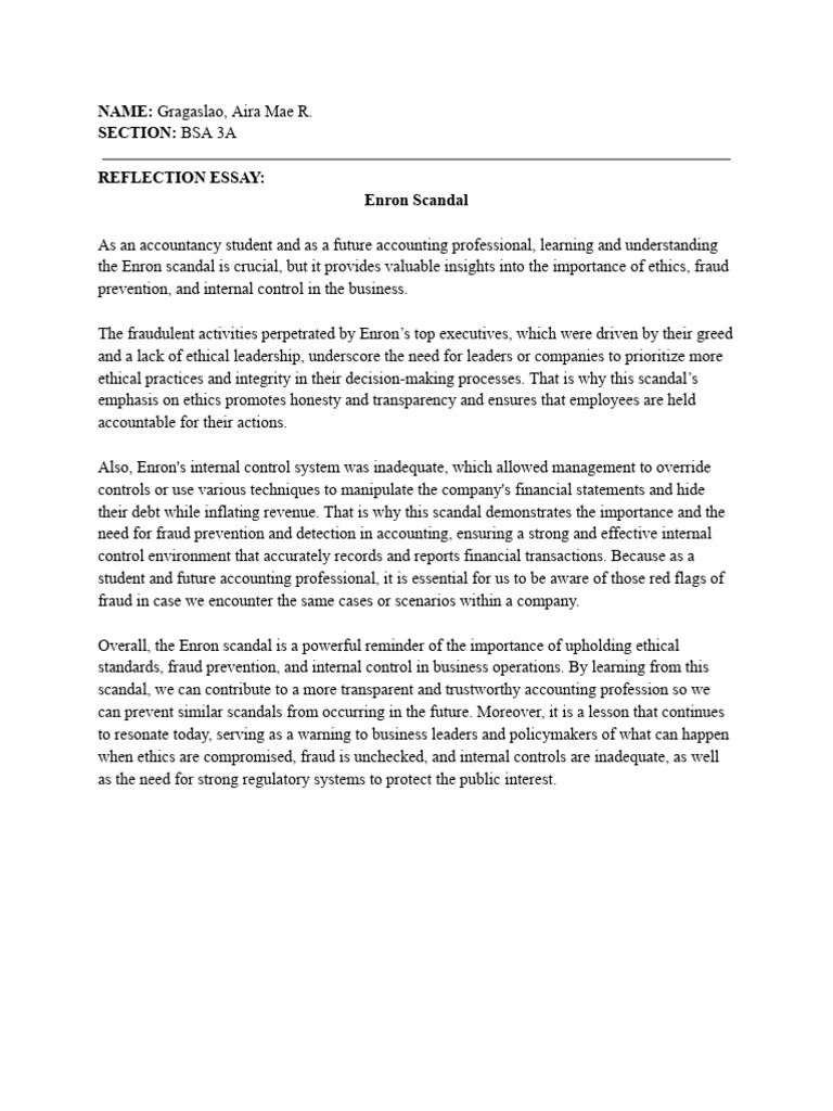 Enron Scandal: Lessons in Ethics and Control | PDF