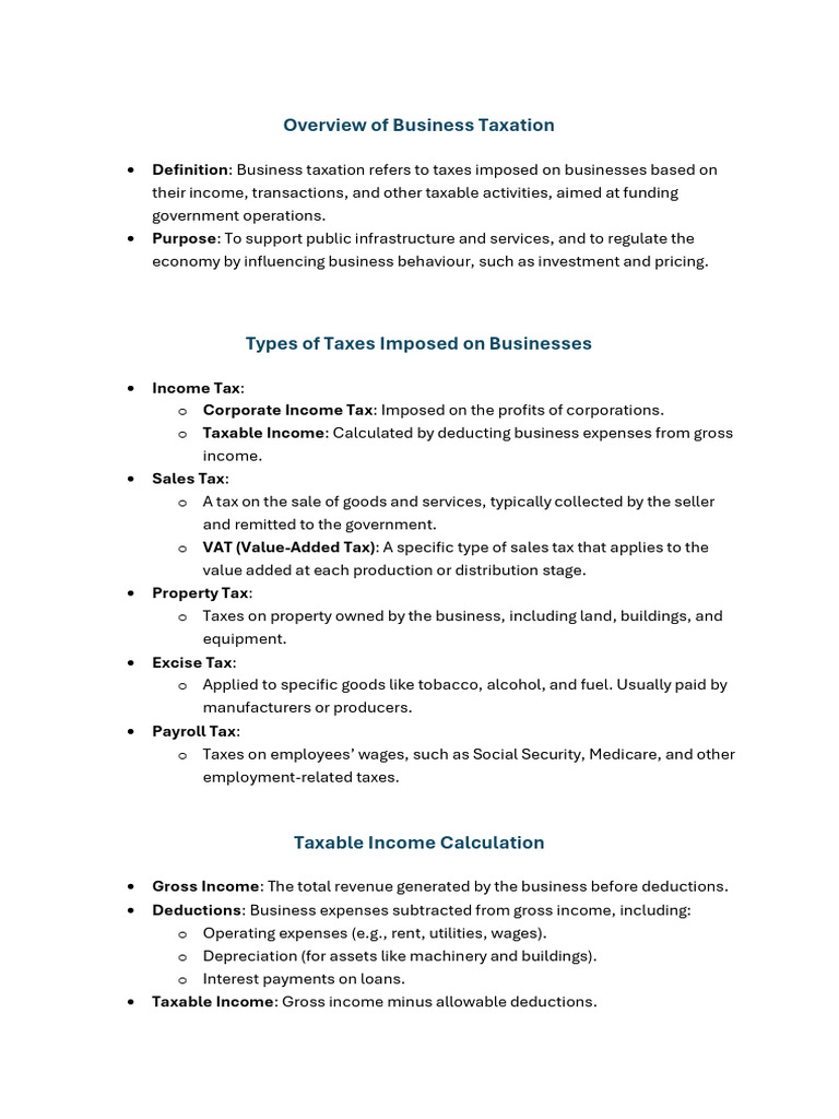 Business Taxation Overview and Types | PDF | Taxes | Income Tax
