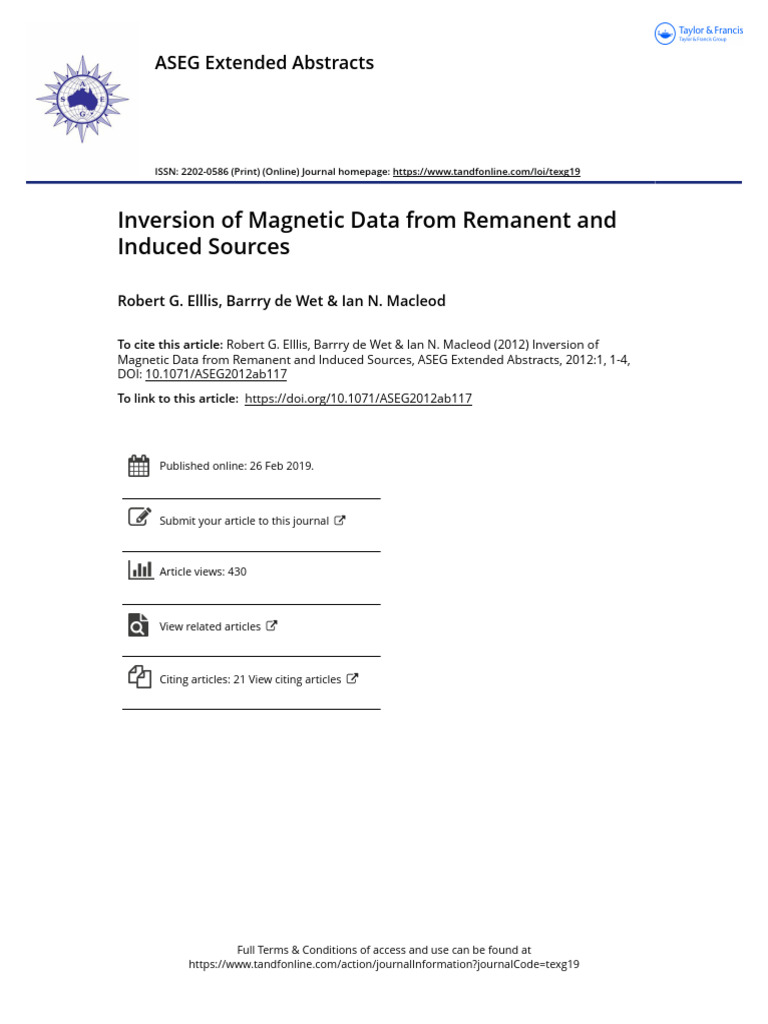 Inversion of Magnetic Data From Remanent and Induced Sources | PDF | Euclidean Vector | Inverse ...