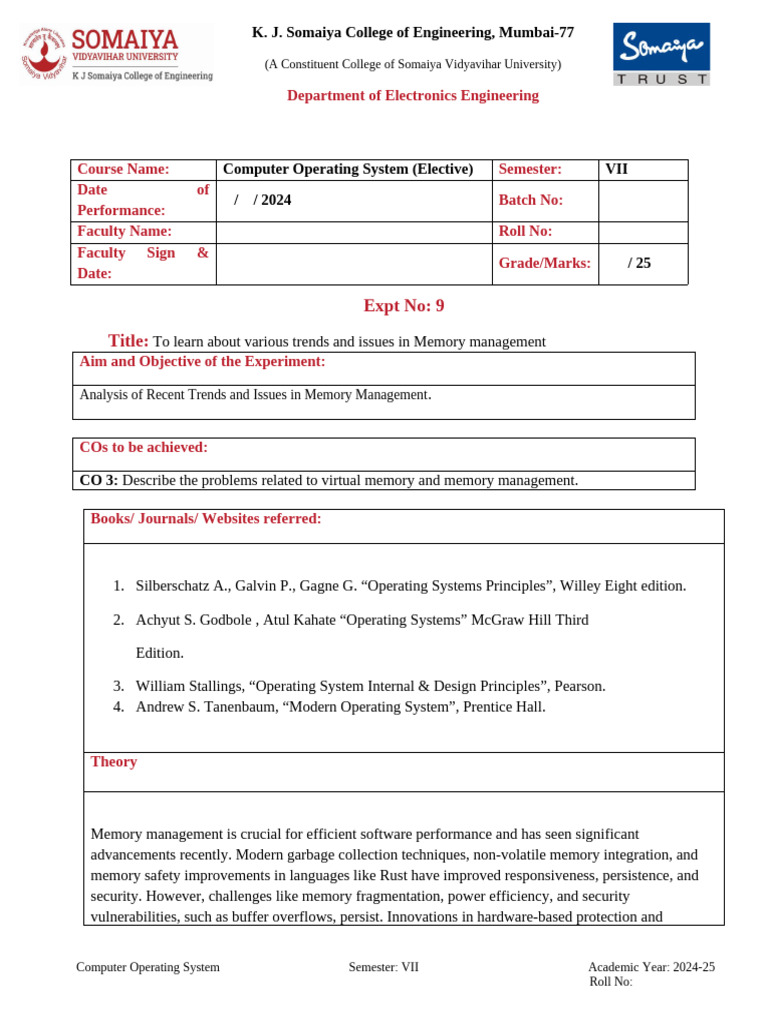 Trends in Memory Management Techniques | PDF | Big Data | Computer Memory