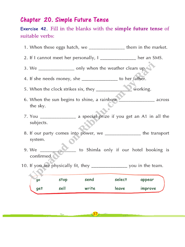 Simple Future Tense Exercise For Class 5 | PDF