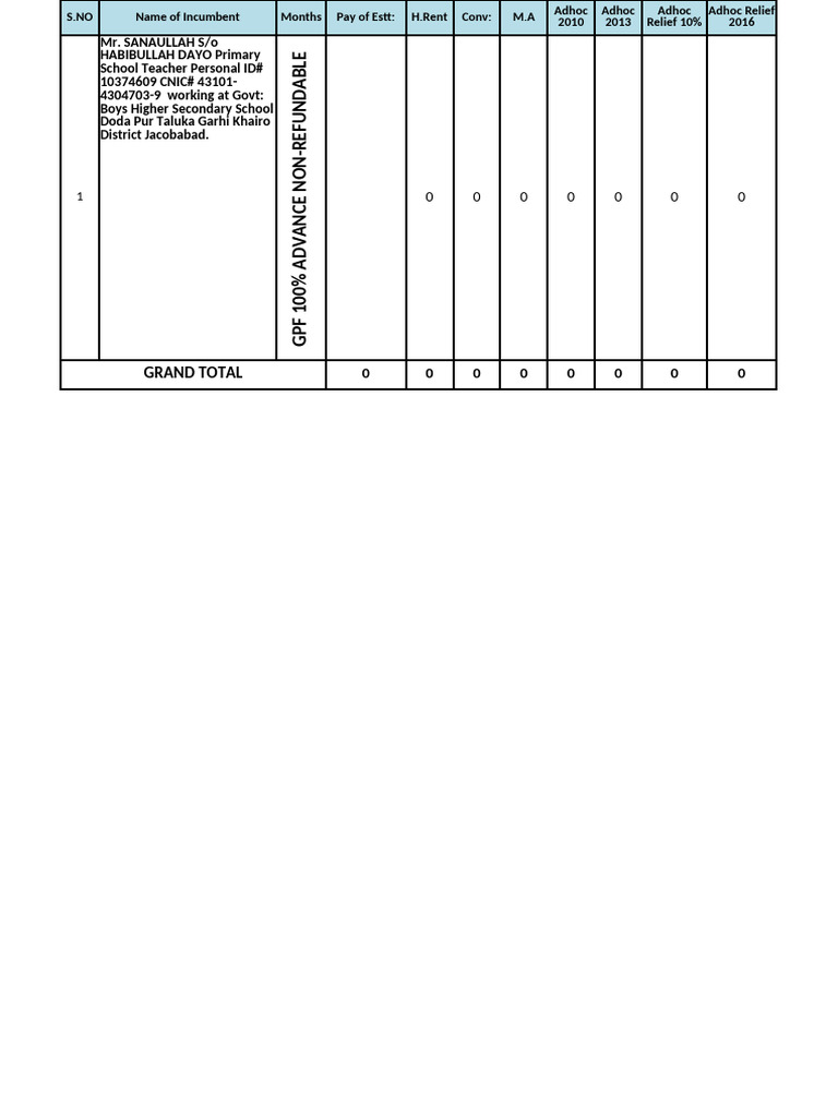 100% G.P Fund Advance Bill Sheet | PDF | Tax Deduction | Business