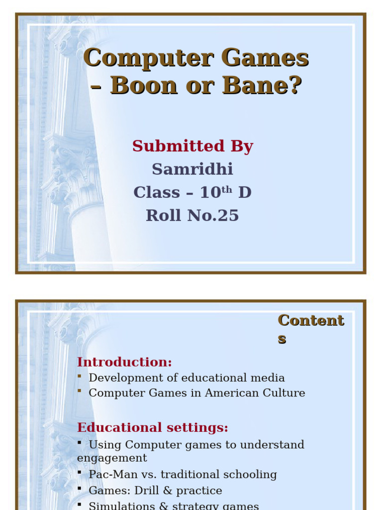 Computer Games - Boon or Bane | PDF | Video Games | Simulation