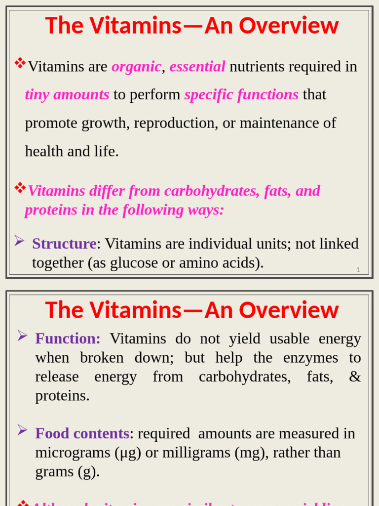 Vitamins: Essential Nutrients Guide | PDF