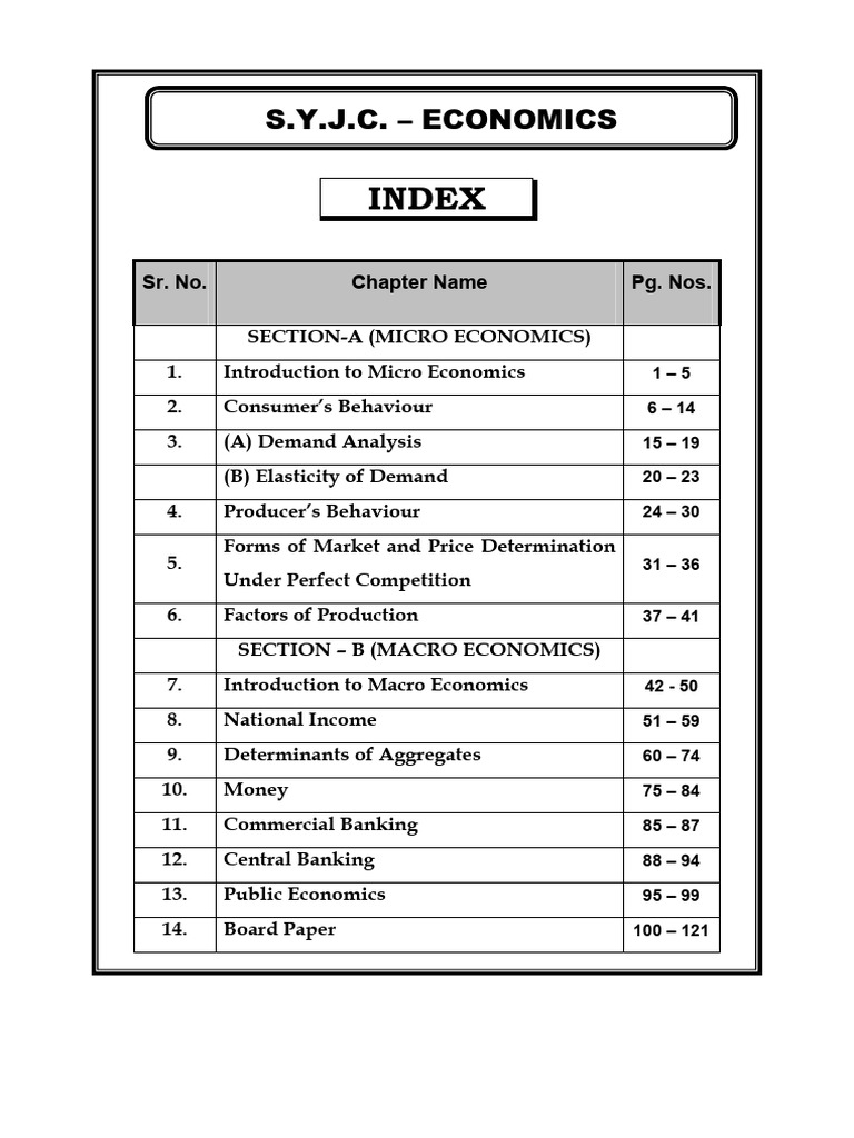 Syjc Economics Objectives | PDF | Demand | Microeconomics