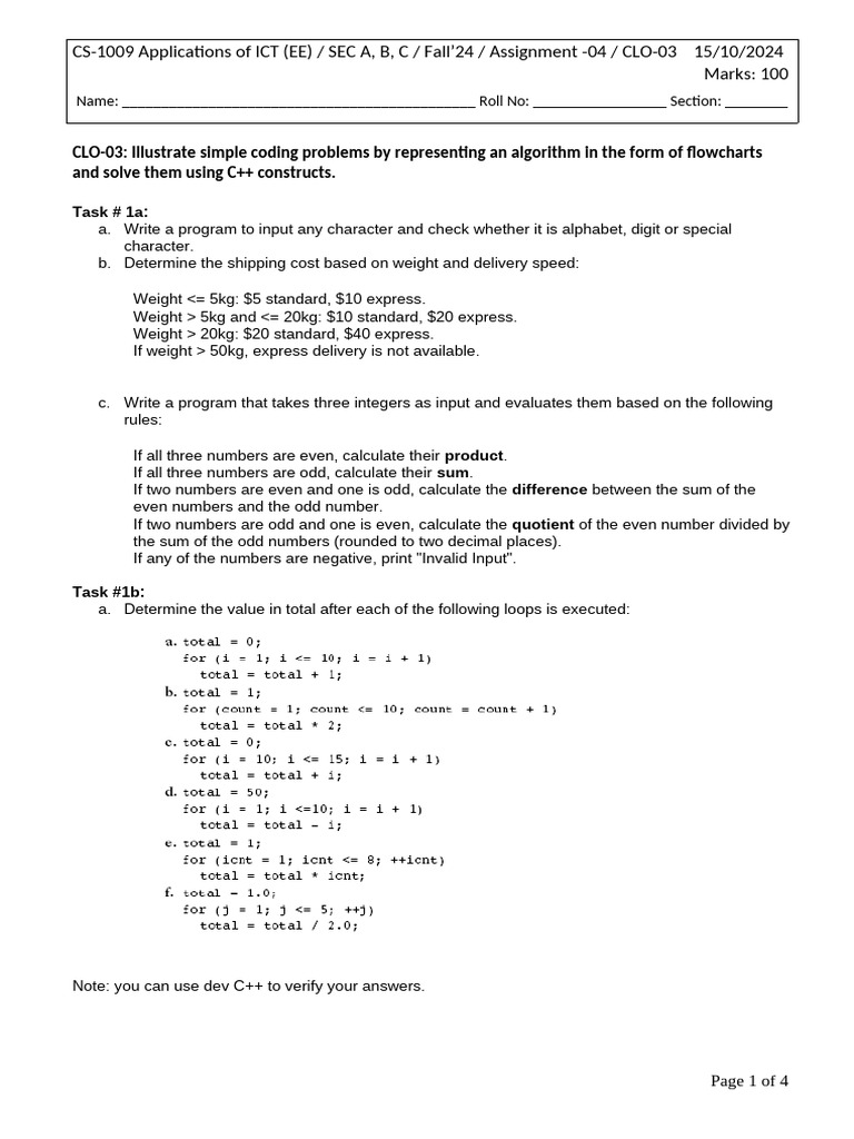Assignment 04 ICT | PDF | Numbers | Computer Programming Assignment 04 ICT | PDF | Numbers | Computer Programming