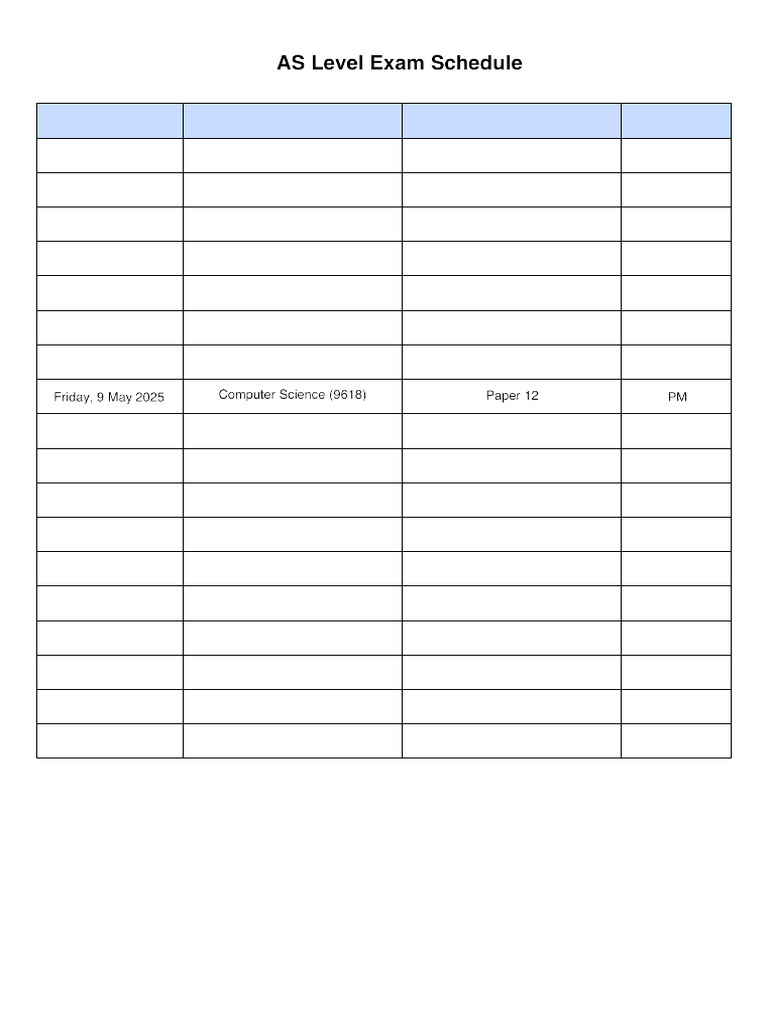 A levels Datesheet | PDF