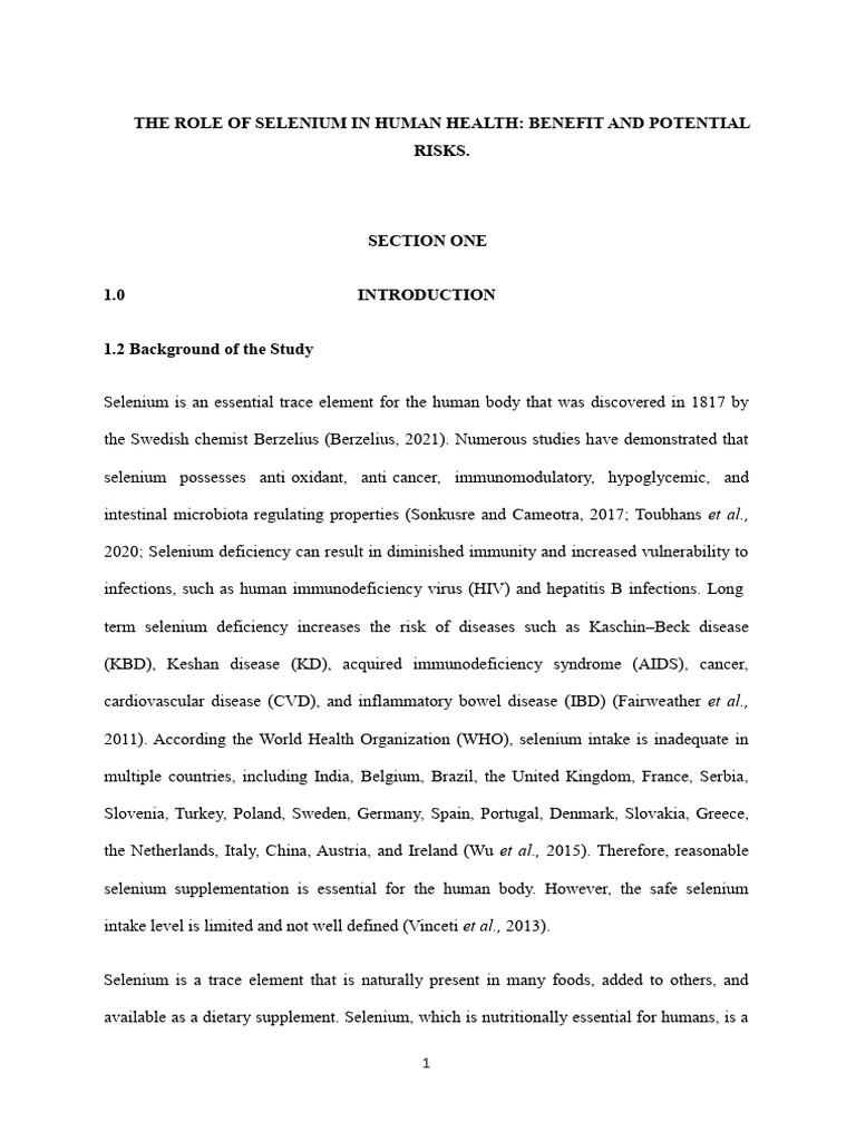 The Role of Selenium in Human Health | PDF | Selenium | Cardiovascular ...