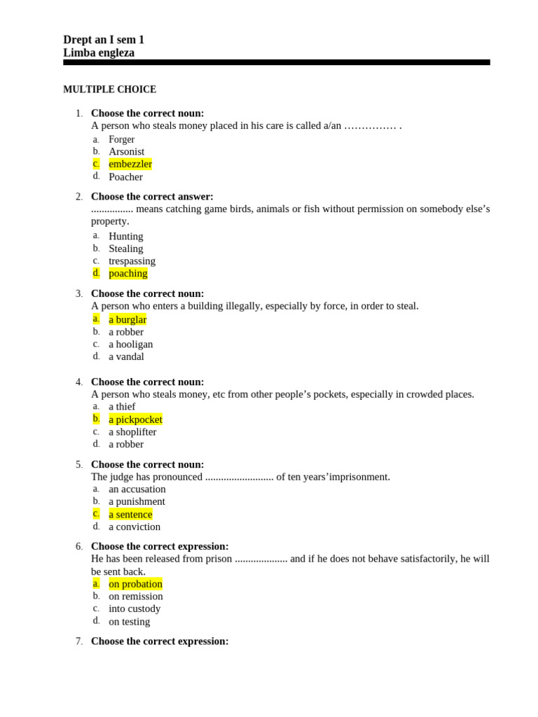 English Legal Vocabulary Quiz | PDF | Witness | Justice