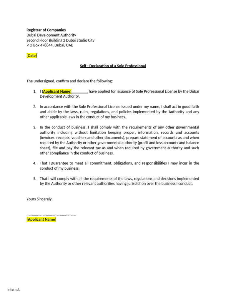 Self Declaration Form | PDF