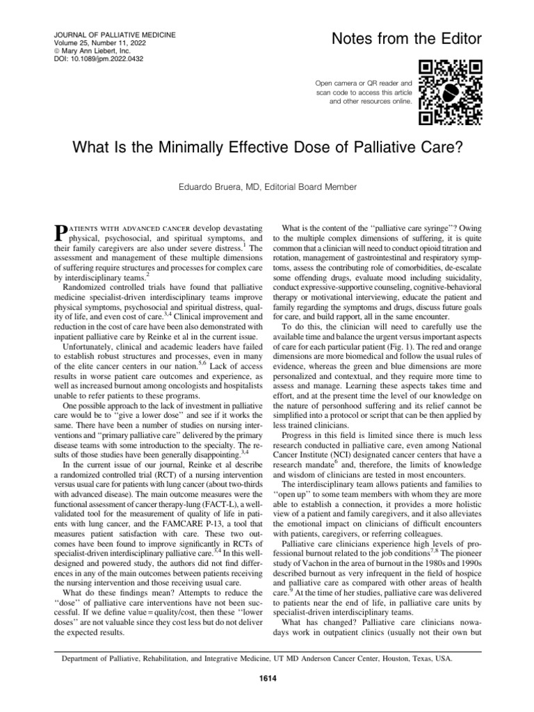 What Is The Minimally Effective Dose of Palliative Care | PDF ...
