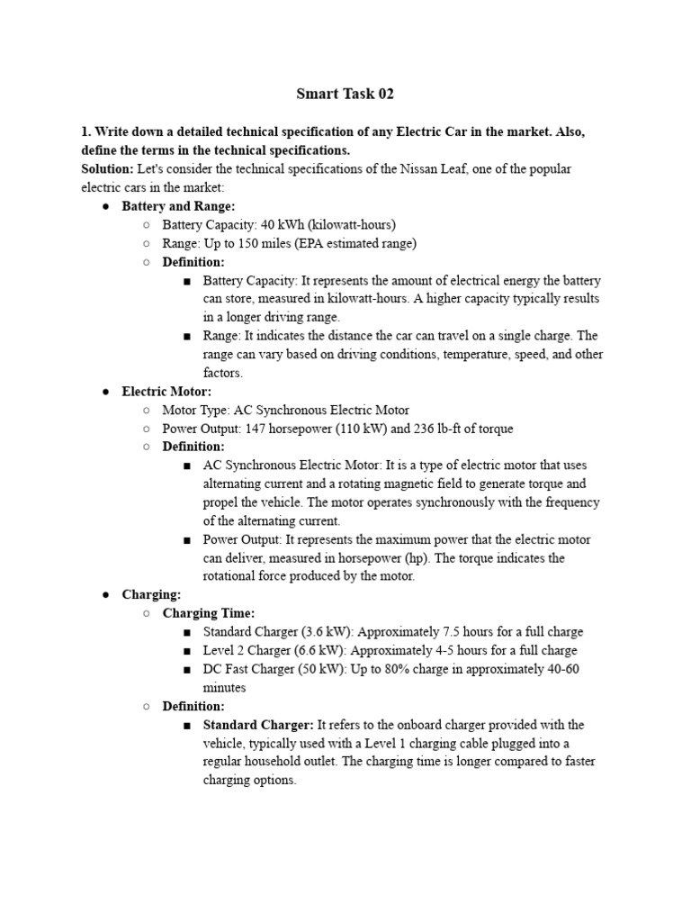 Smart Task 02 | PDF | Electric Car | Electric Vehicle