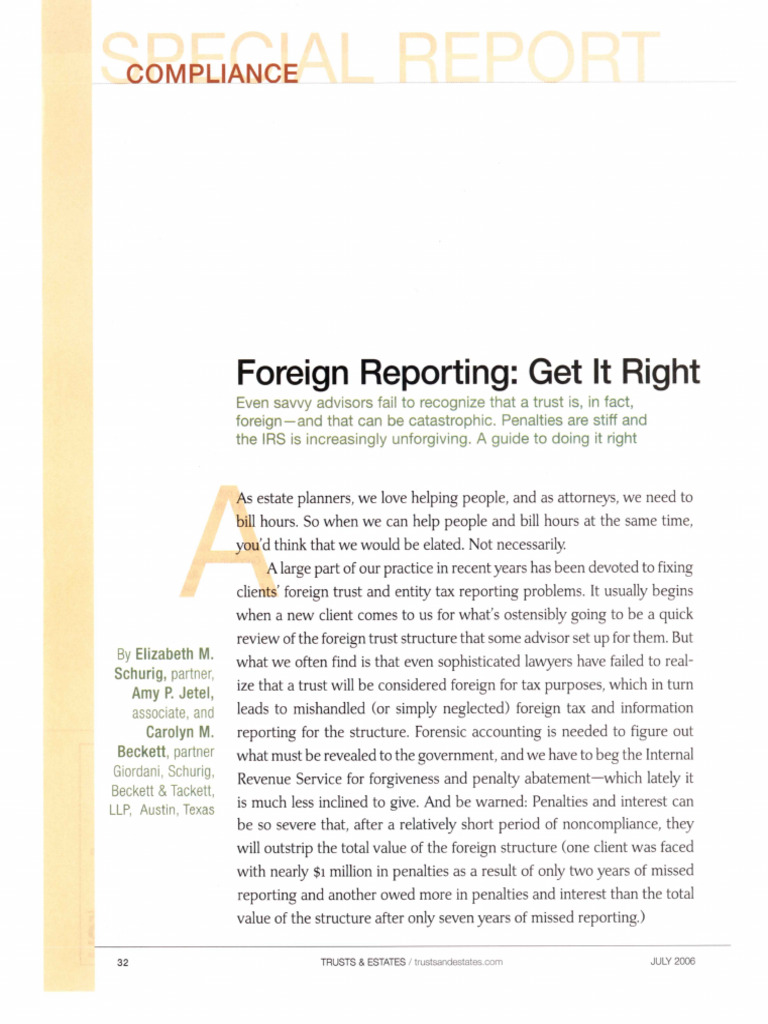 Foreign Reporting Get It Right | PDF