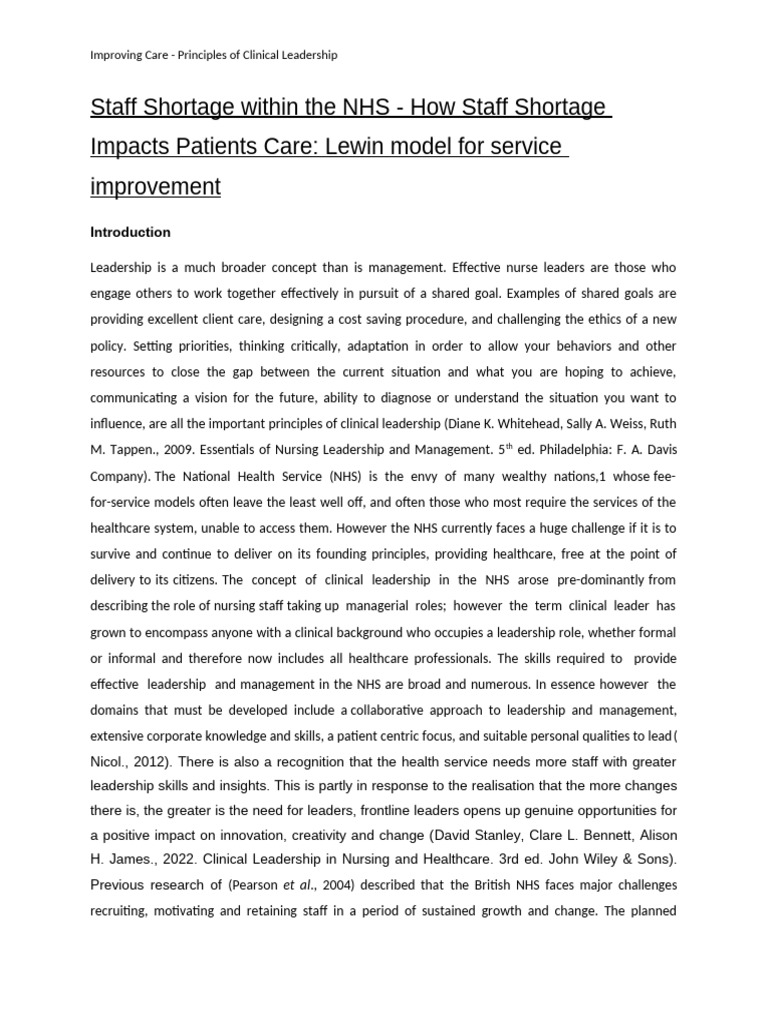 NHS Staff Shortage: Impact and Solutions | PDF | National Health ...