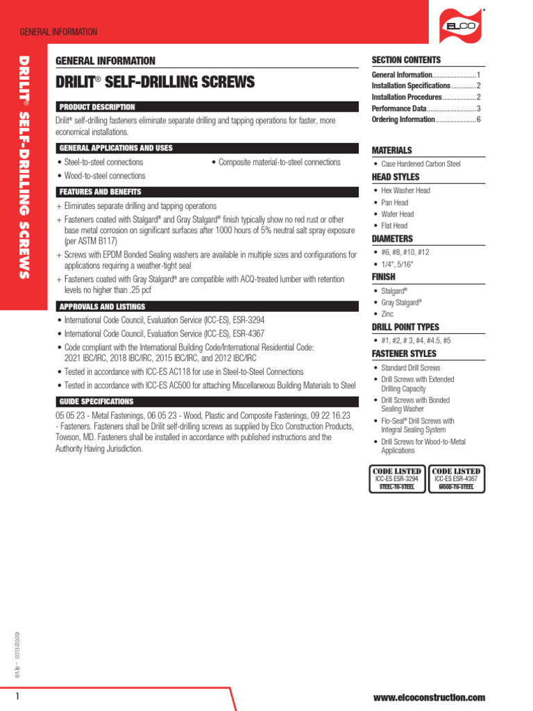Drilit Product Data 2051787 | PDF | Screw | Strength Of Materials