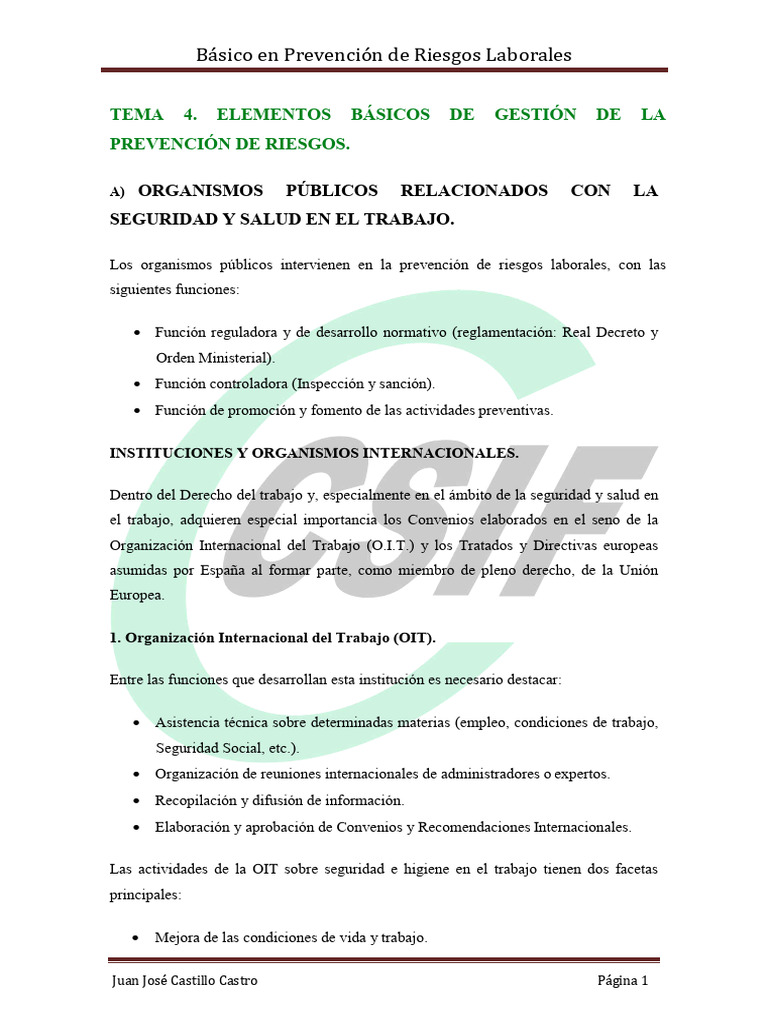 Docu. Tema 4 Conceptos Basicos Sobre Seguridad | PDF | Seguridad y salud ocupacional ...