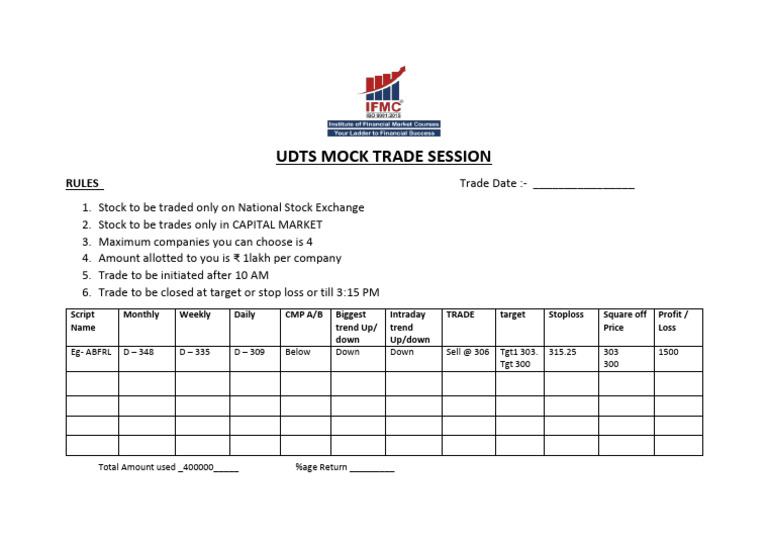 UDTS Mock Trade Session Rules | PDF