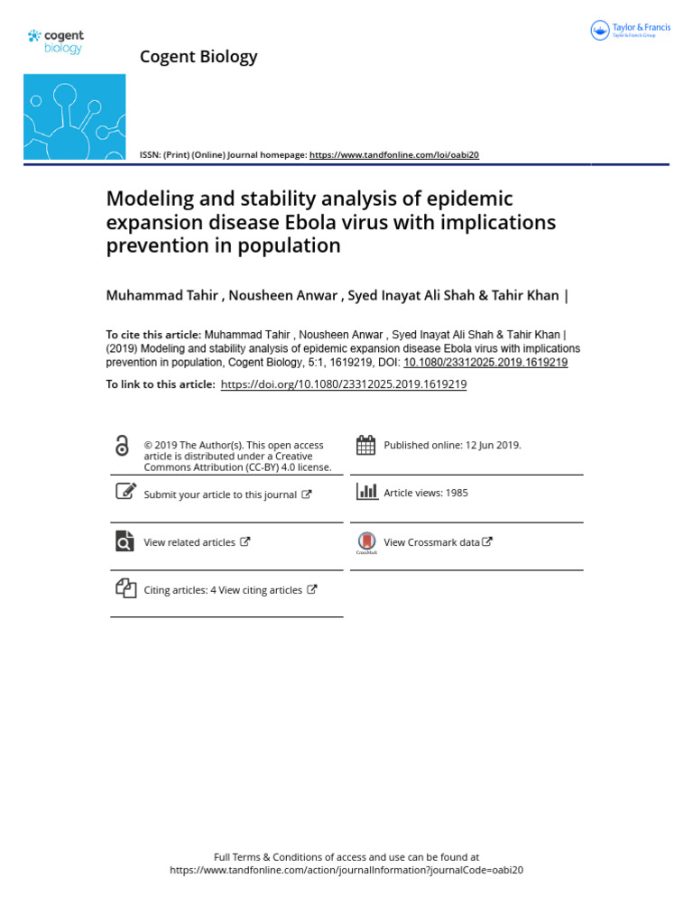 Modeling and Stability Analysis of Epidemic Expansion Disease Ebola ...