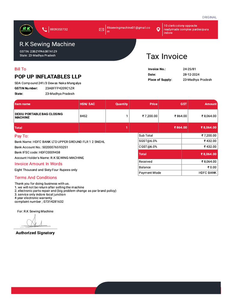 POP UP INFLATABLES LLP - 24-25 81 - 28-12-2024 - Original | PDF ...