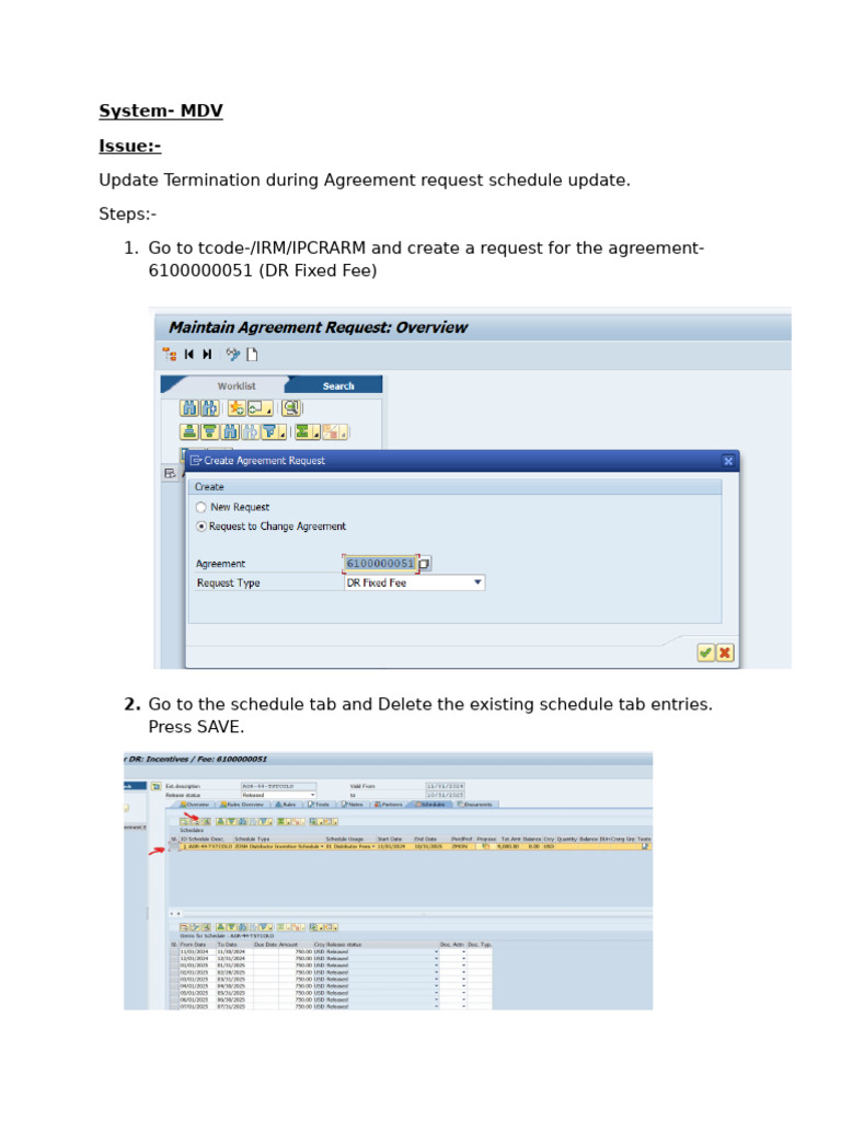 Agreement Request Schedule Update Termination | PDF