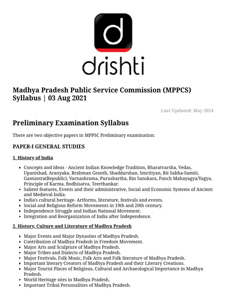 MPPSC Syllabus 2024 Overview | PDF | Entrepreneurship | Agriculture