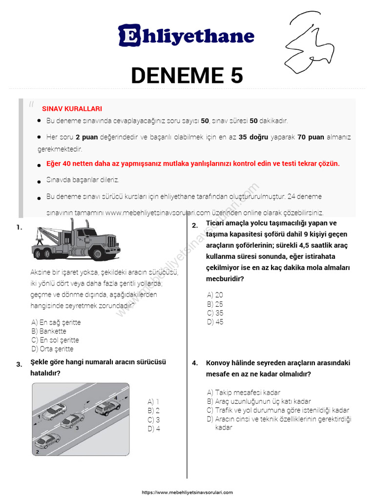 Deneme 5: Sinav Kurallari | PDF