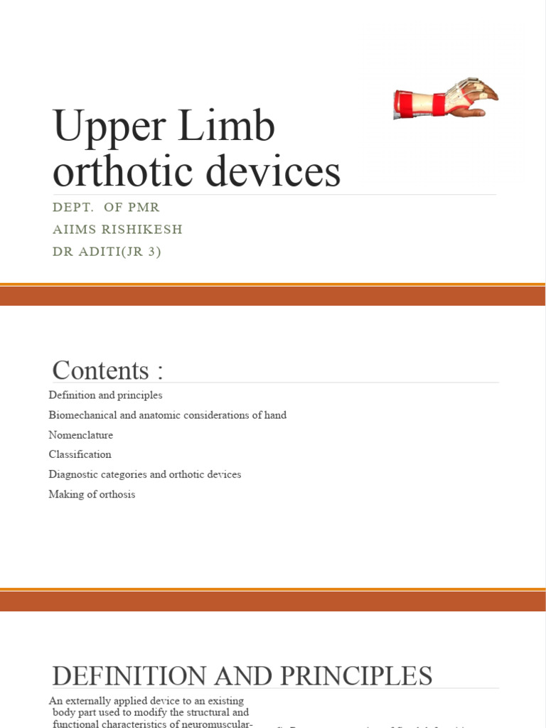 Upper Limb Orthotics Overview | PDF | Hand | Anatomical Terms Of Motion