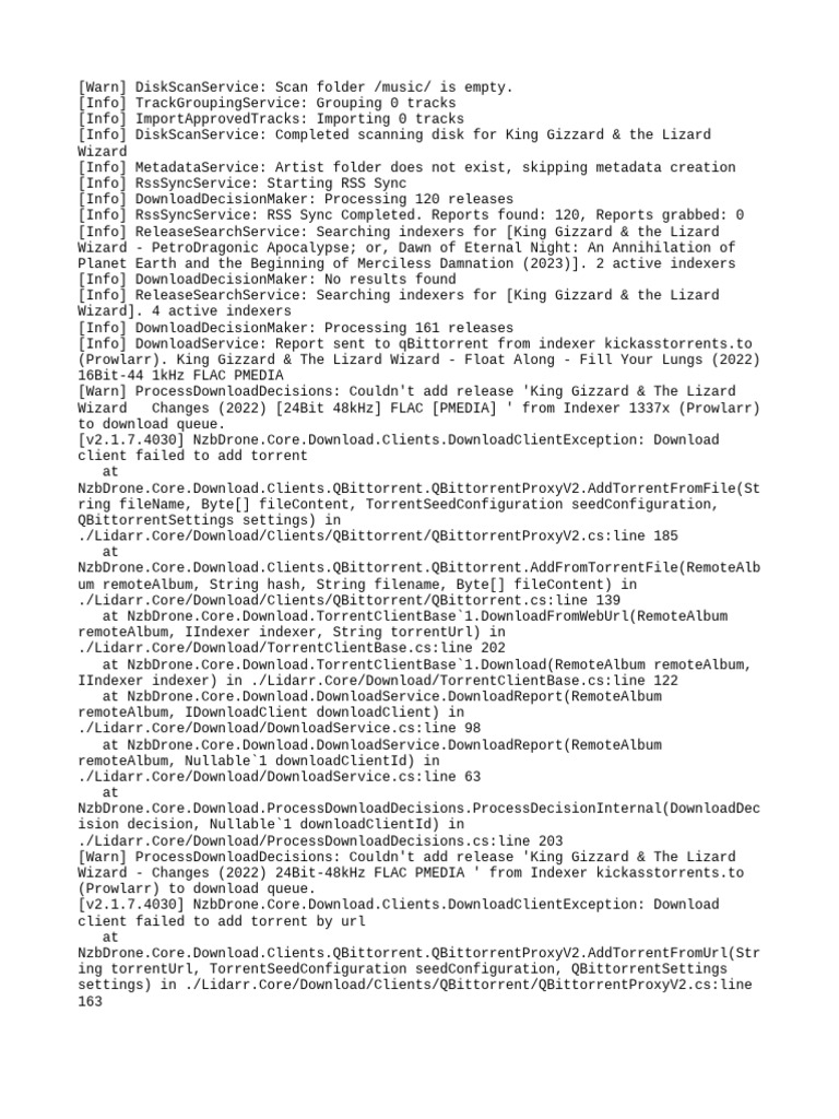 _lidarr_logs | PDF | Rock Music | Computer File