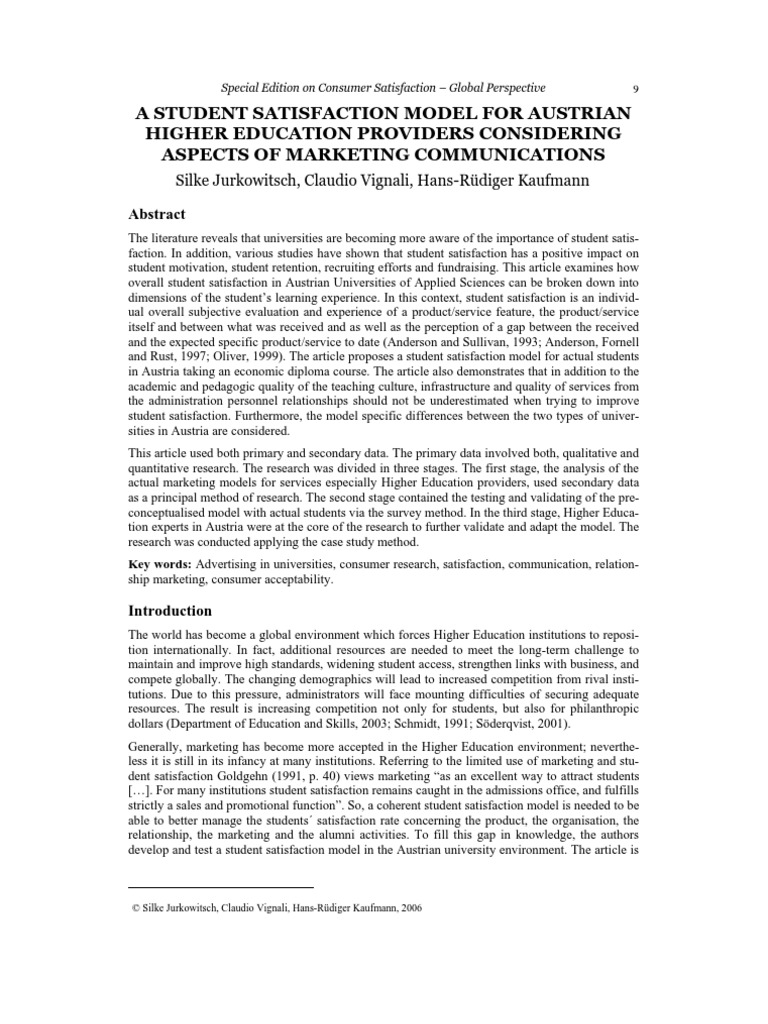 A Student Satisfaction Model | PDF | University | Focus Group