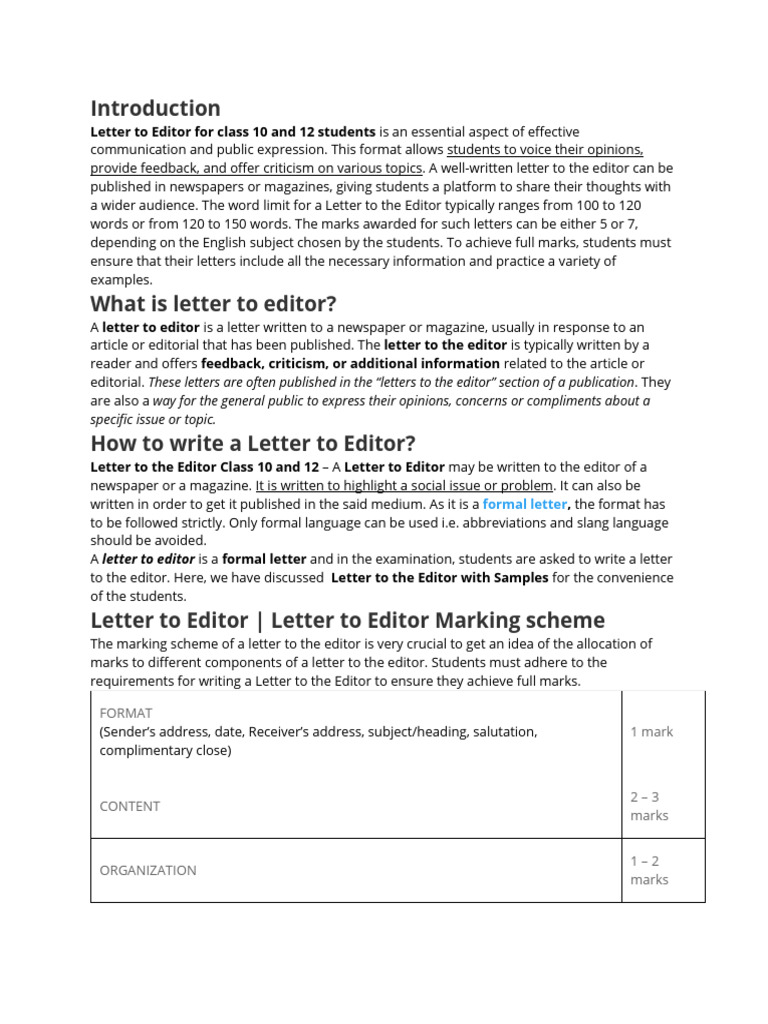 Guide to Writing Letters to the Editor | PDF | Letter To The Editor ...