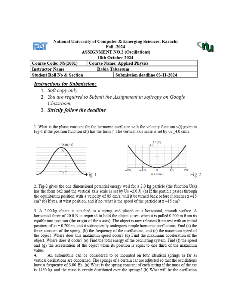 Assignment 2 Qs | PDF | Damping | Oscillation