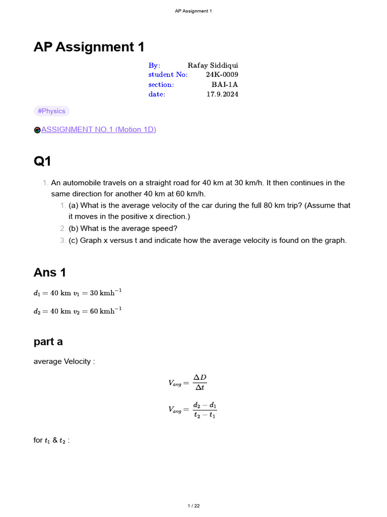 AP Assignment 1-1726676771023 | PDF | Mechanical Engineering | Velocity