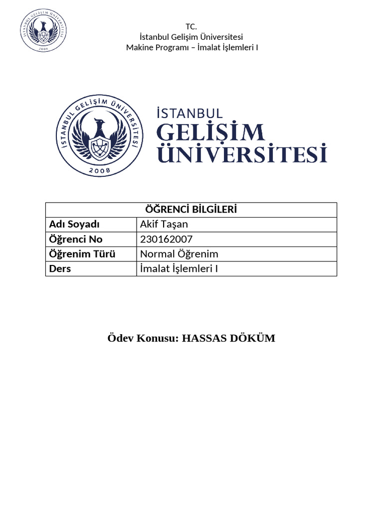 Imalat Odev1 | PDF