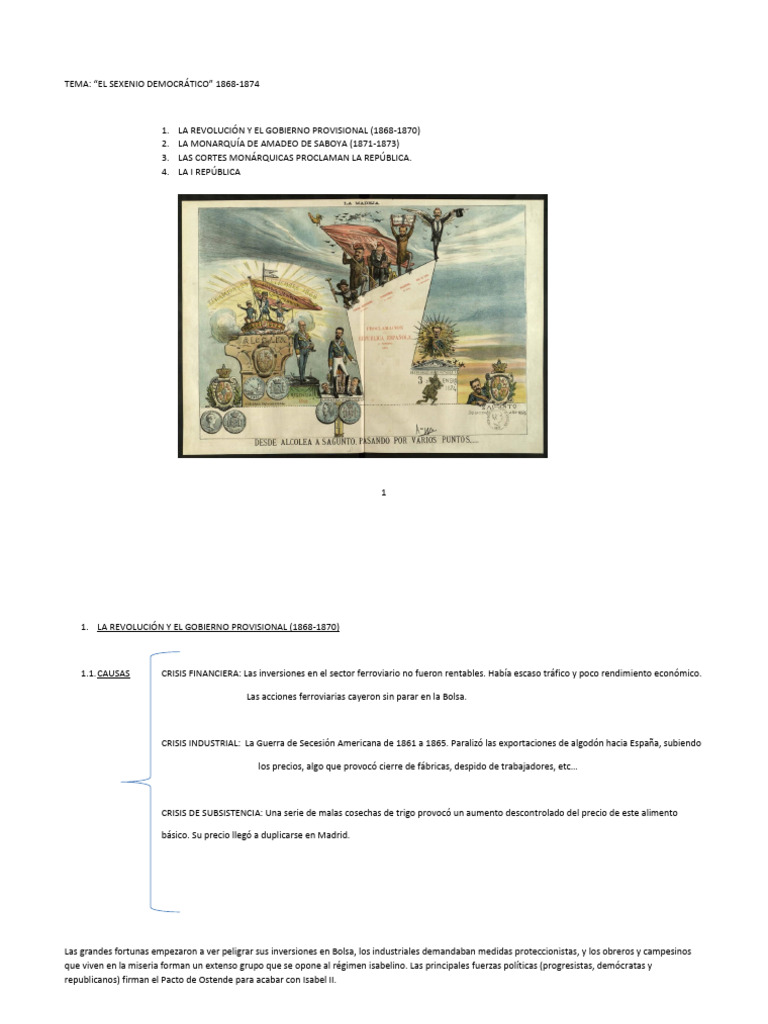Tema El Sexenio Revolucionario | PDF | Gobierno de españa | Ciencias Políticas
