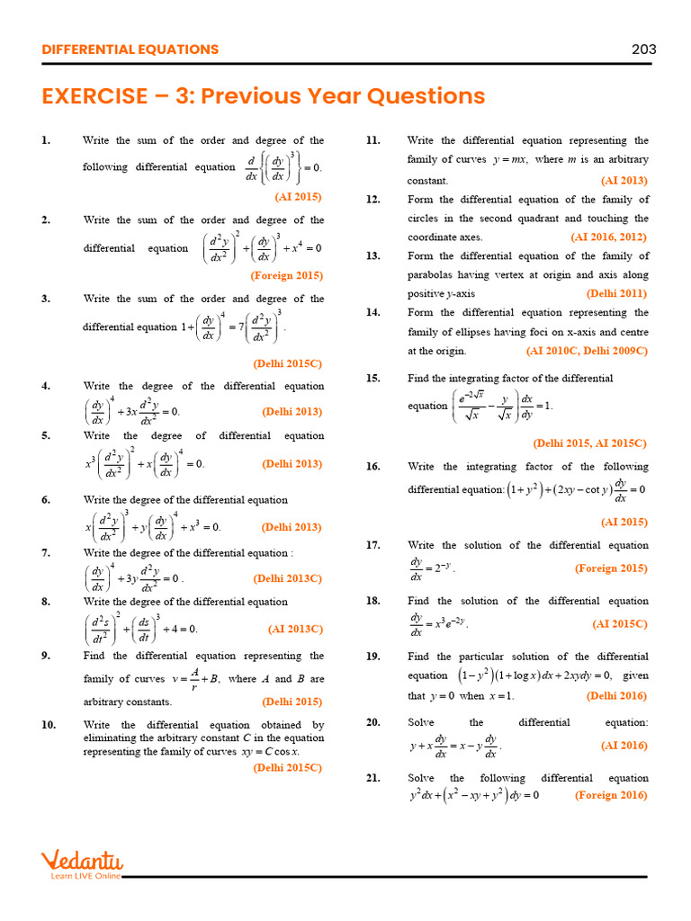 Differential Equations Past Exercises | PDF | Mathematical Physics ...