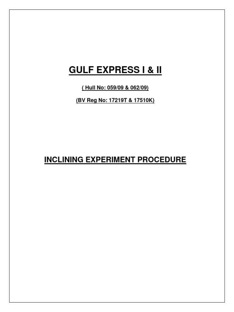 GULF EXPRESS I & II - Inclining Experiment Procedure | PDF | Pendulum | Weight