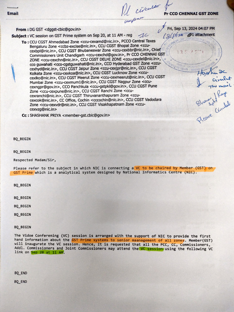 VC Session On GST Prime System On September 20 at 11 AM | PDF | Taxes ...