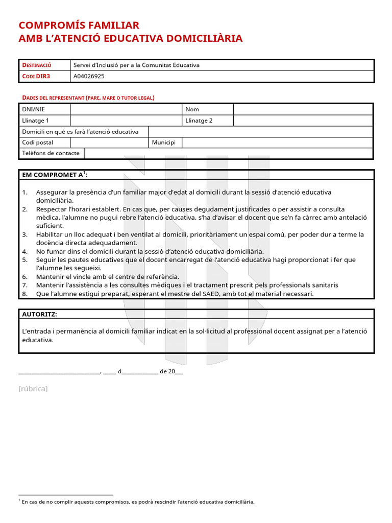 +ANNEX 3 Compromis Familiar 24-25 | PDF
