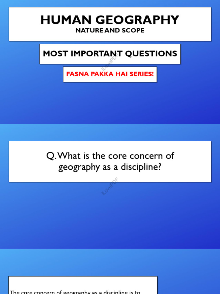 Understanding Human Geography Concepts | PDF | Geography | Nature
