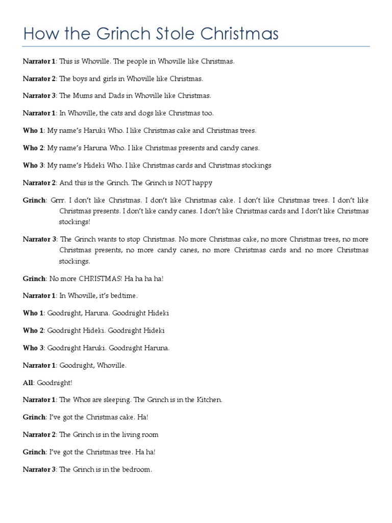 Grinch's Christmas Transformation Script | PDF | Holidays | Traditions
