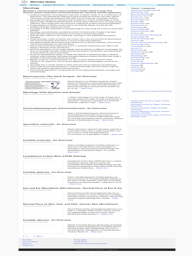 5mycology Notes - Microbe Notes | PDF | Fungus | Candida (Fungus)