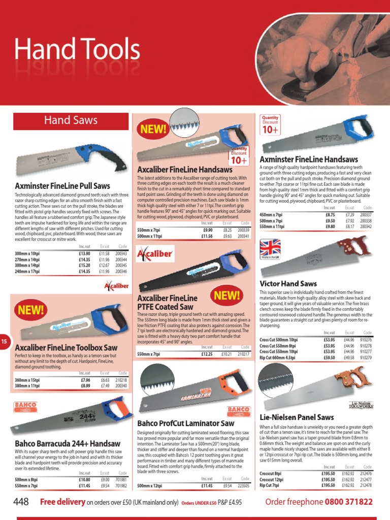 Axminster Hand Tools Overview | PDF | Blade | Cutting Tools