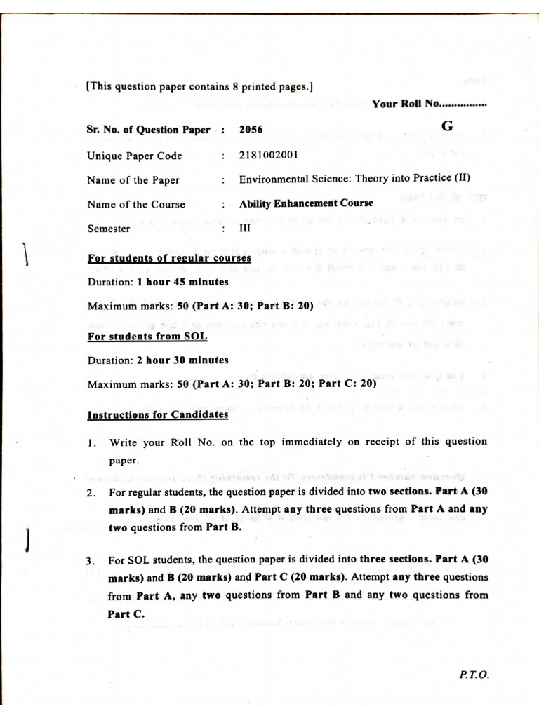 Question Paper, UPC - 2181002001 | PDF