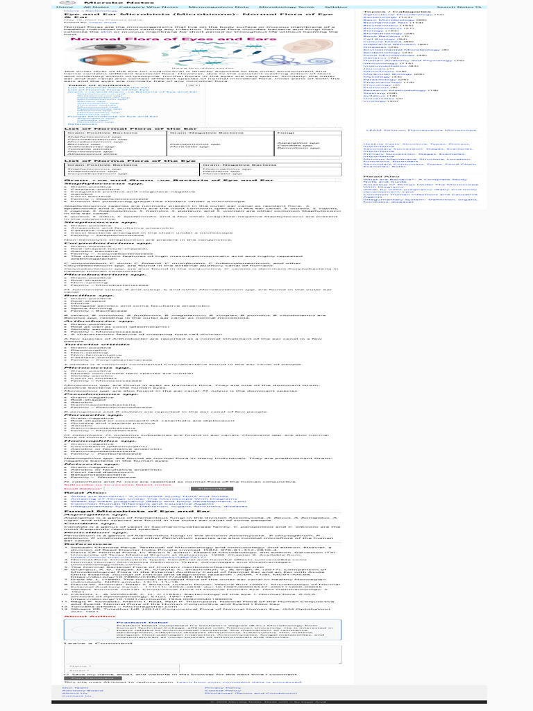 6Eye and Ear Microbiota (Microbiome) | PDF | Staphylococcus | Microbiology